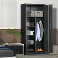 "71"" Coolsun Metal Locked-Wardrobe with Adjustable Shelves and Rods ...