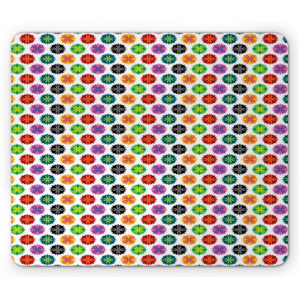 Colorful Mouse Pad, Vibrant Colored Abstract Floral with Sharp Edges ...