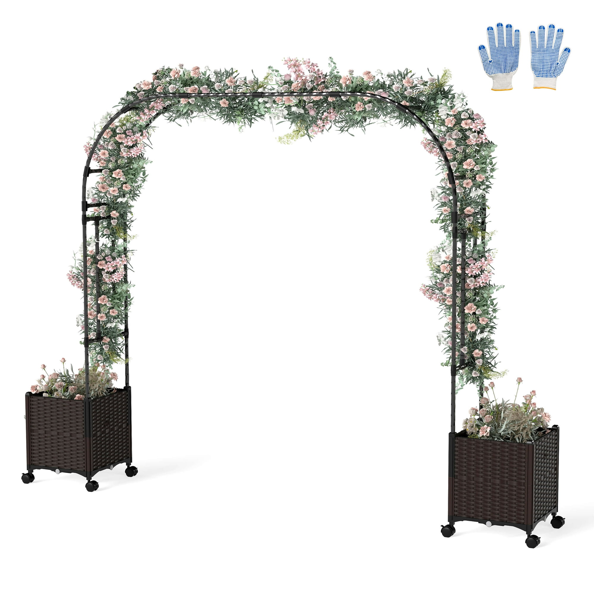 Click here for Costway 6.6 Ft Tall Metal Garden Arbor With 2 Rais... prices