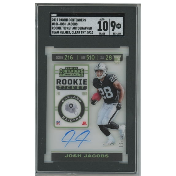 2019 Panini Contenders Josh Jacobs #106 Ticket Stub Parallel/Variety ...