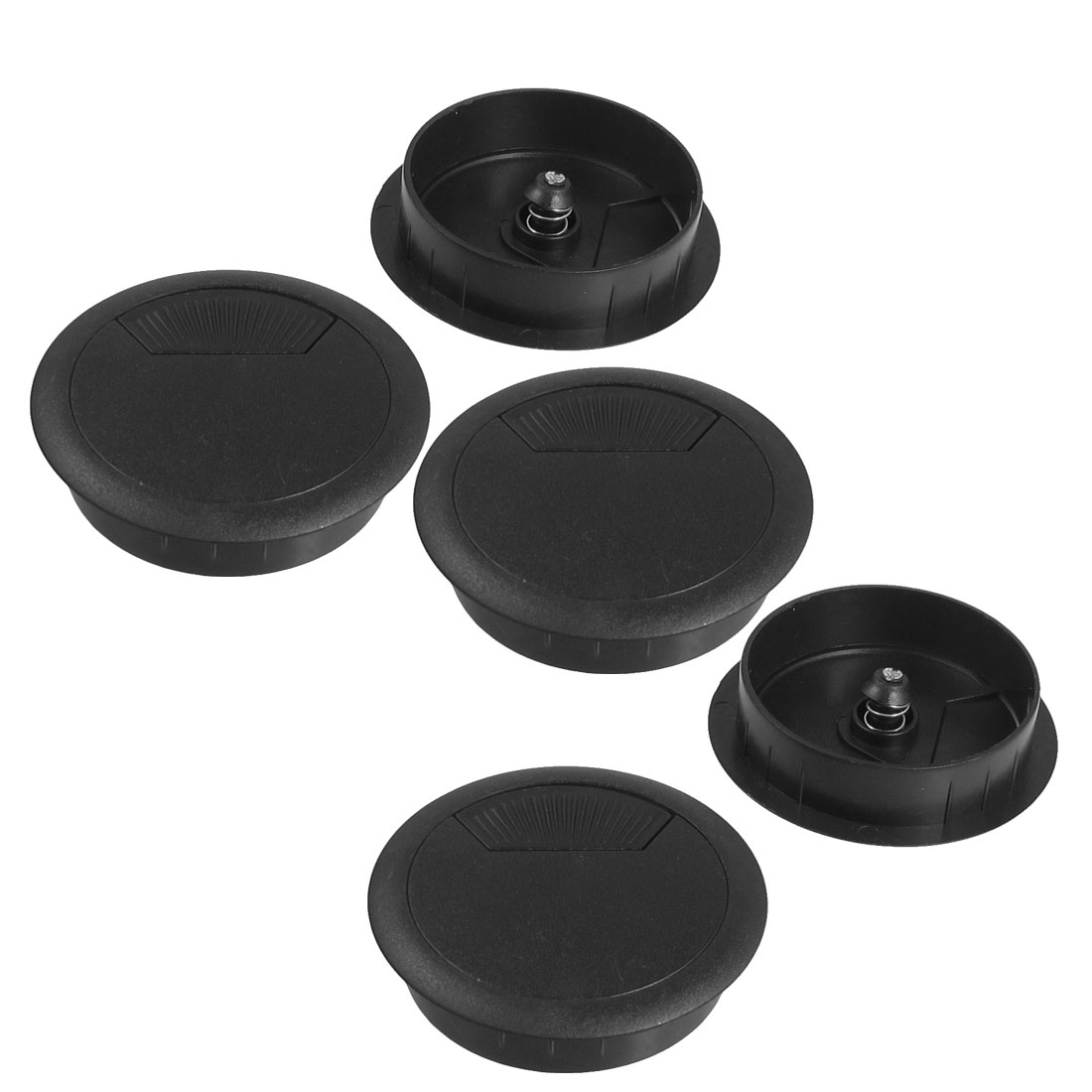 Desktop Computer Round Rotatable Plastic Black Grommet Cable Hole Cover ...