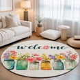 3ft Area Rug,Welcome Words on Linen Washable Large Rugs Soft Non-Slip ...