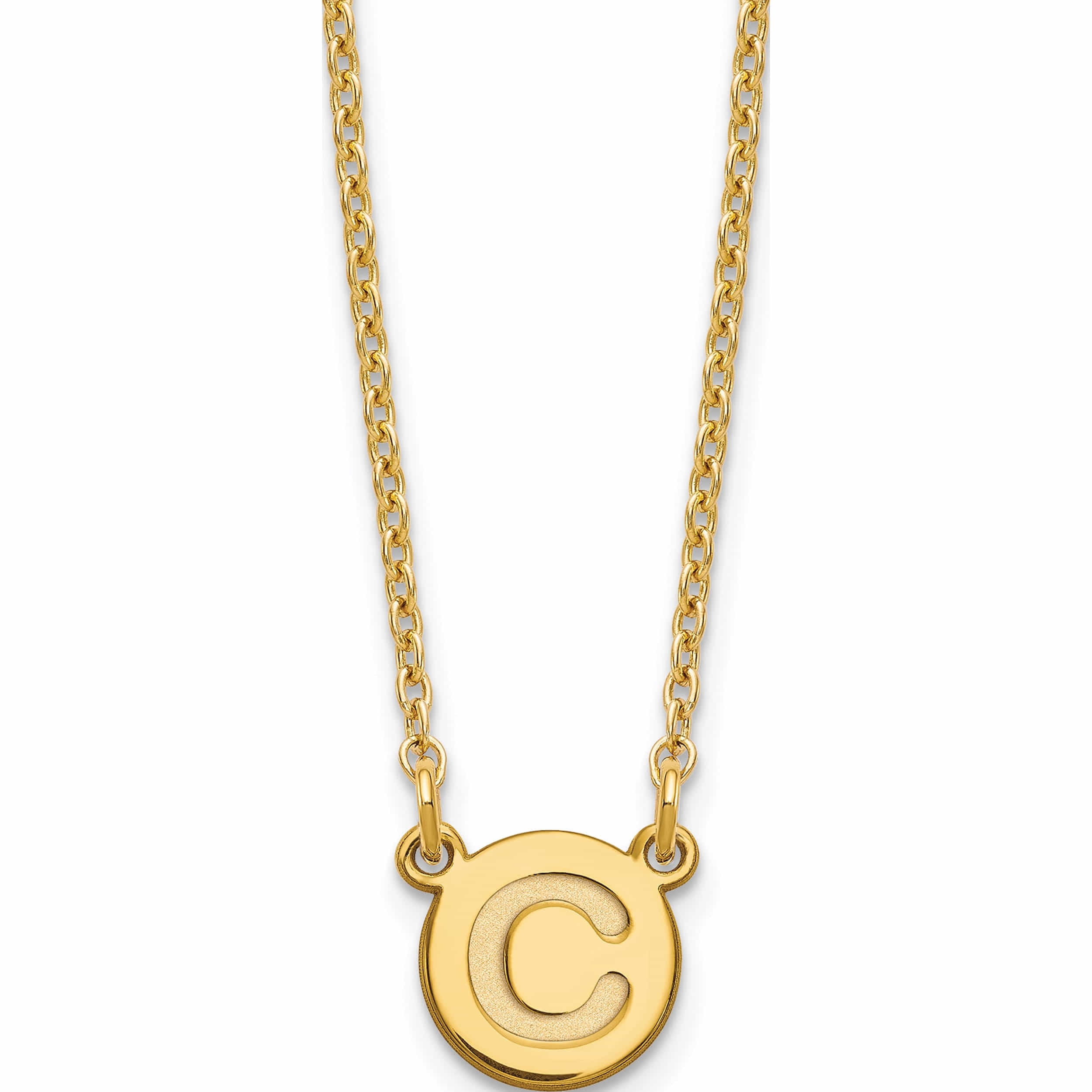 Ss/Gold Plated Sterling Silver Gold-Plated Tiny Circle Block Letter C ...