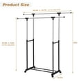HONEIER Double Rail Clothes Rack, Moveable, Adjustable, with Wheels ...