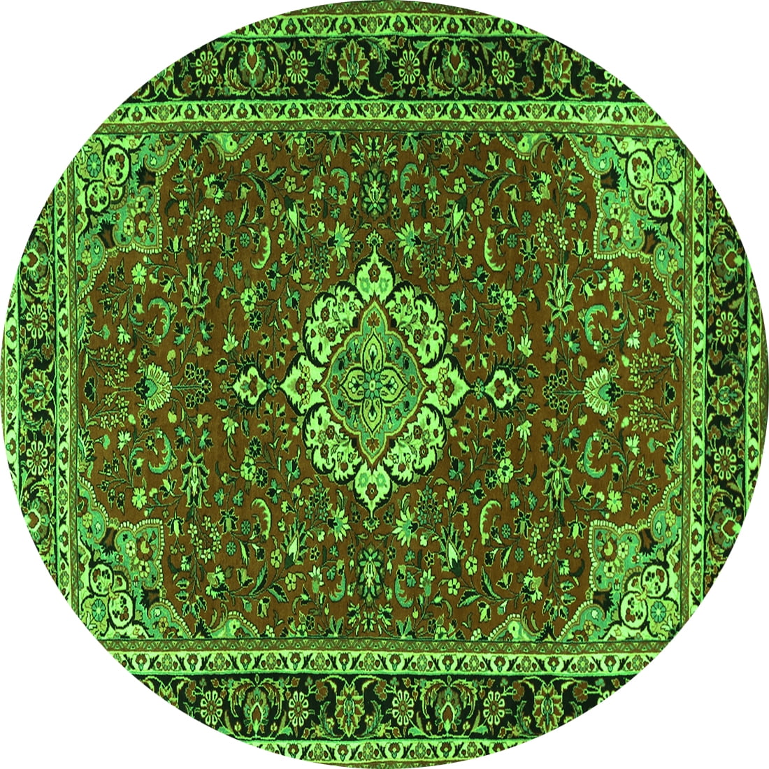Ahgly Company Indoor Round Medallion Green Traditional Area Rugs, 5 ...