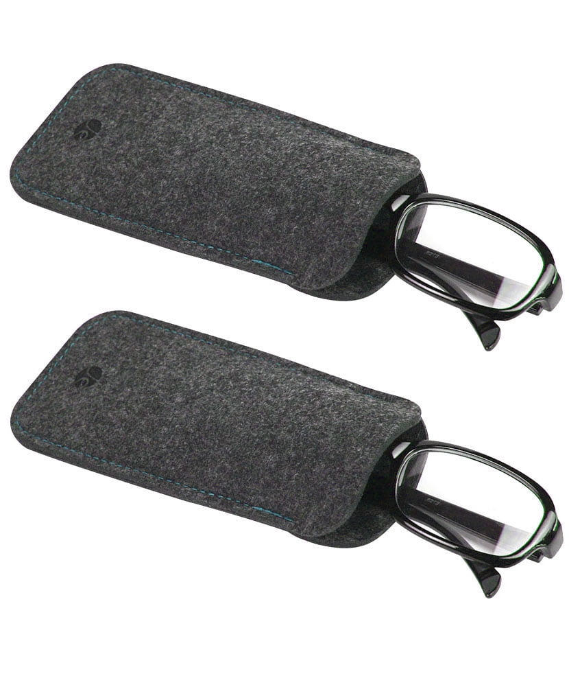JAVOedge (2 PACK) Black Soft Felt Slip in Eyeglass Pouch Case Perfect ...