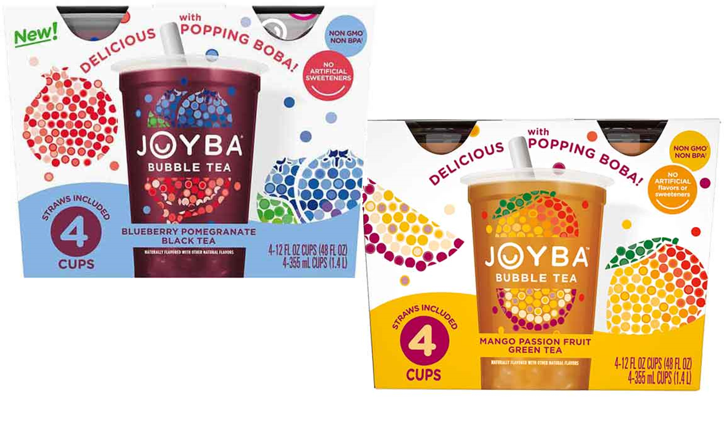 Joyba Bubble Tea Blueberry Pomegranate & Mango Passionfruit Tea with ...