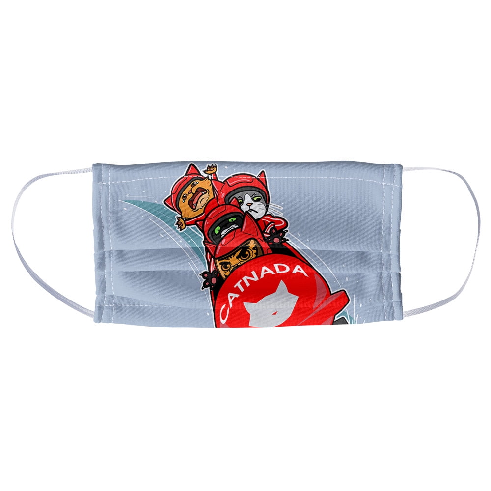 Cat Bobsleigh Bobsled Winter Canada 1-Ply Reusable Face Mask Covering ...