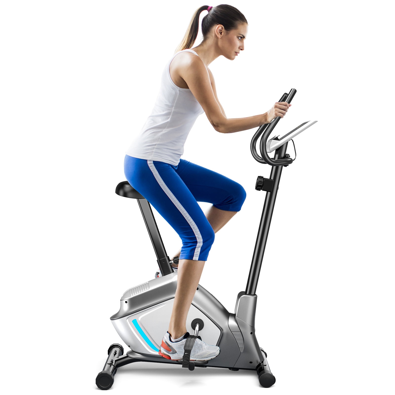 Costway 2-in-1 Exercise Bike Adjustable Magnetic Stationary Bike w/ LCD ...