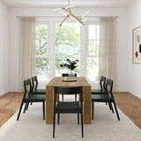Plank+Beam 72" Modern Solid Wood Dining Table Set, Pecan Wirebrush, + 6 ...