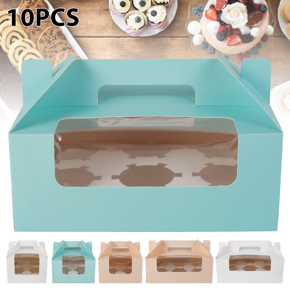 Fyeme Windowed Cupcake Boxes Cake Boxes Muffin Cake Box with Display ...