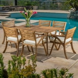 GDF Studio Baia Outdoor Acacia Wood 7 Piece Dining Set, Teak - Walmart.com