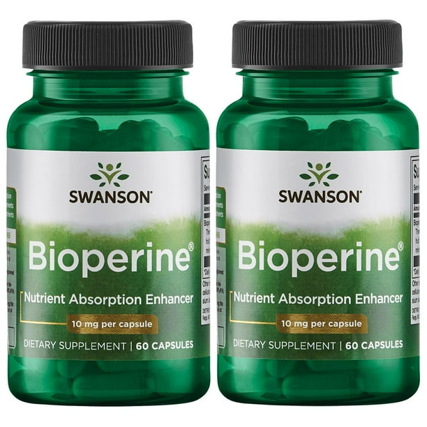 Swanson Bioperine 10 mg 60 Caps 2 Pack - Walmart.com