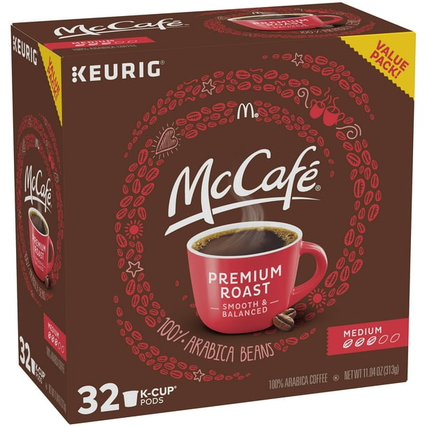 McCafé Premium Roast Medium Coffee K-Cup Pods Value Pack, 32 count, 11. ...