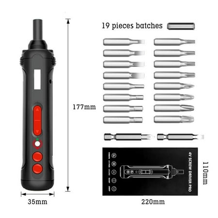 ziyahi 20Pcs Screwdriver Set Rechargeable 2000mAh Lithium Battery ...