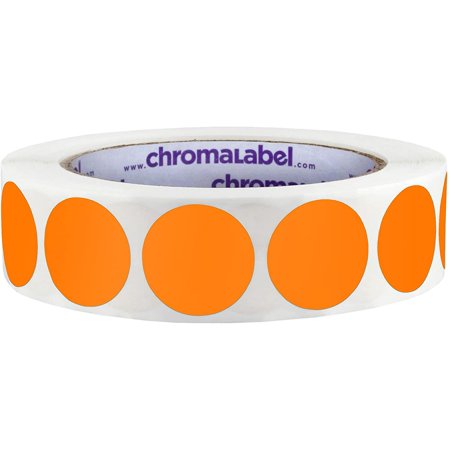 1" Orange Color-Code Dot Labels on Cores - Permanent Adhesive, 1.00 ...