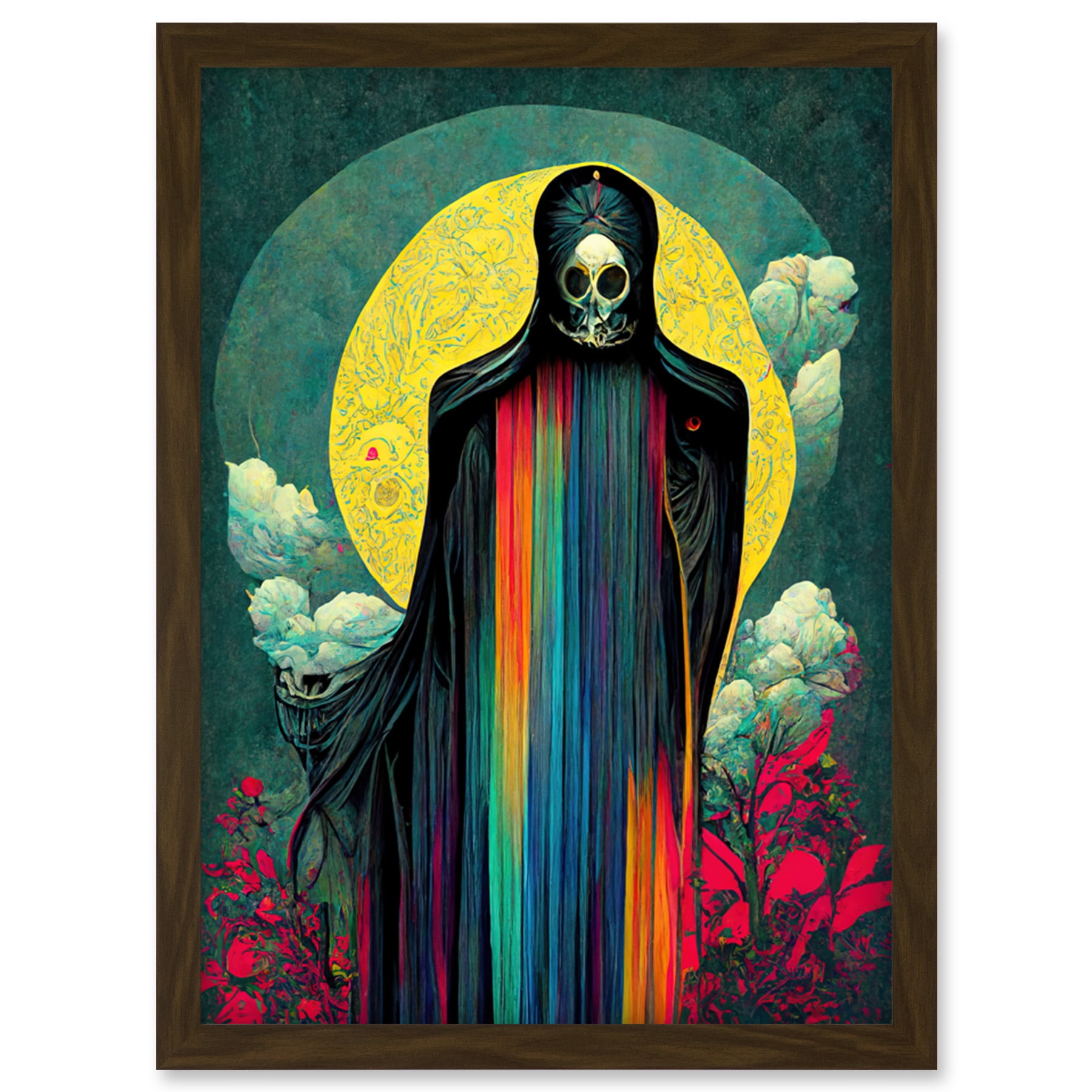 Death Tarot Card Skull Full Moon Illustration Artwork Framed Wall Art ...