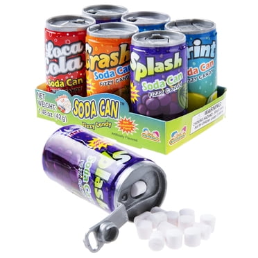 Walmart Mini Soda Can Fizzy Cola Candy .25oz - 4 Assorted Flavors (12 ...