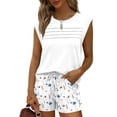 Dweltoz 2pcs Women Shorts Set Cap Sleeve Crewneck Summer Casual Tank ...
