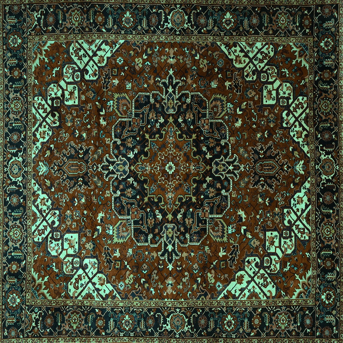 Ahgly Company Indoor Square Persian Turquoise Blue Traditional Area ...
