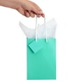 20 Pack Small Teal Gift Bags with Handles, Tag, and Tissue Paper Sheets ...