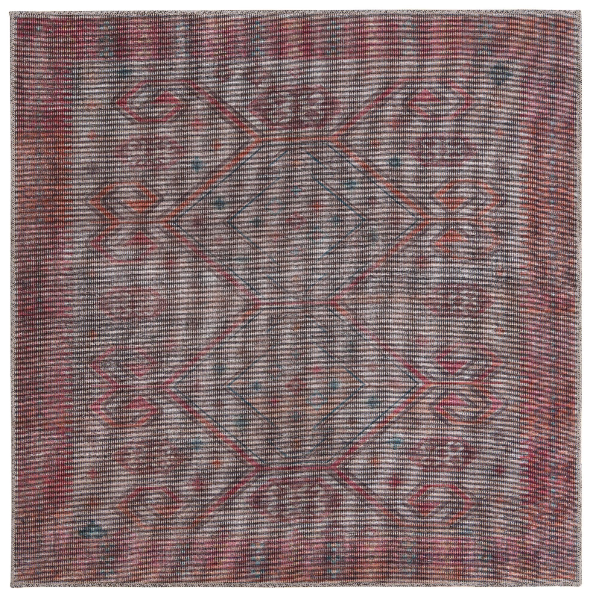 Rugs.com Sisu Collection Washable Rug – 5 Ft Square Rust Red Flatweave ...