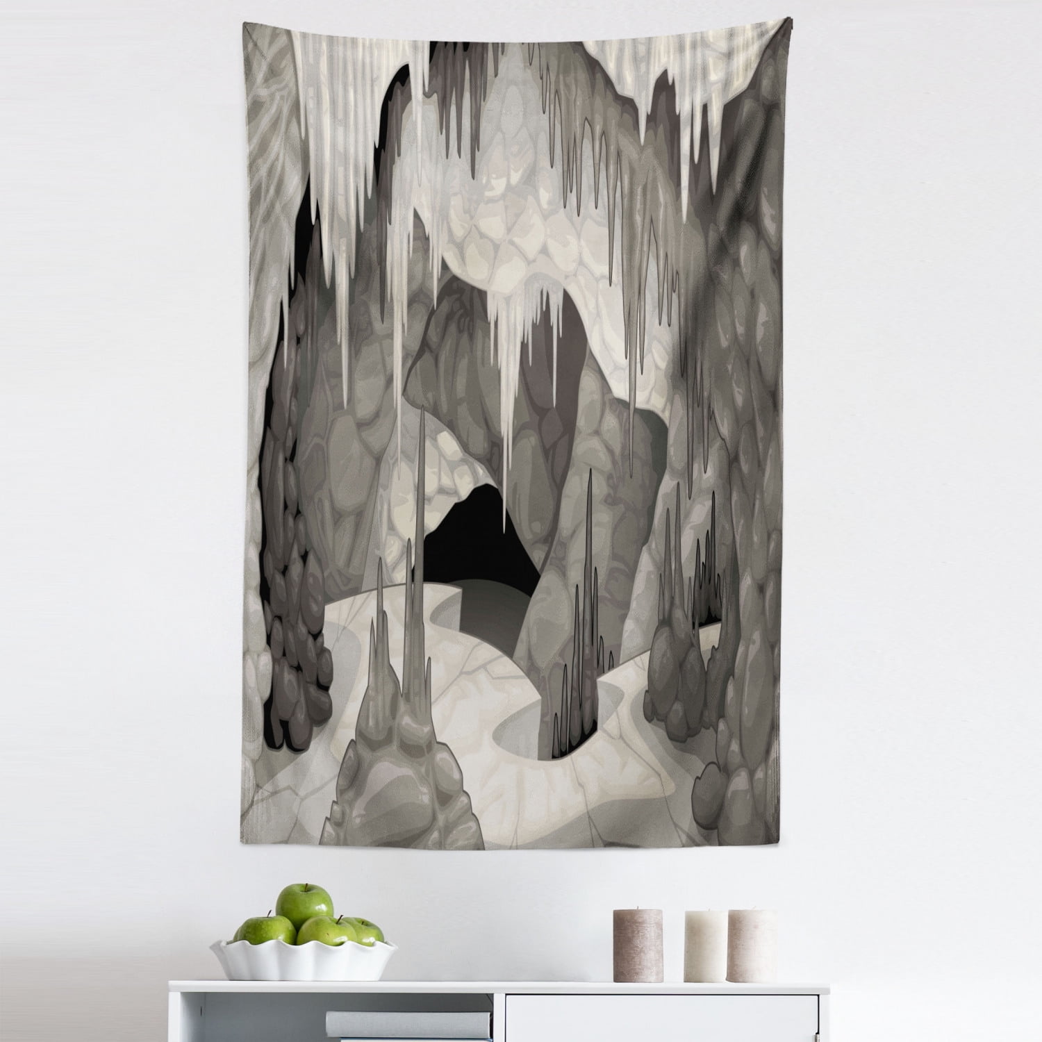 Cave Tapestry, Inside the Cavern with Stalagmites Speleology Theme ...