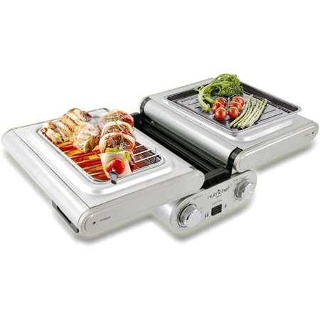 Cooking Grill | Fold-Out Indoor/Outdoor Electric Griddle with Vertical ...