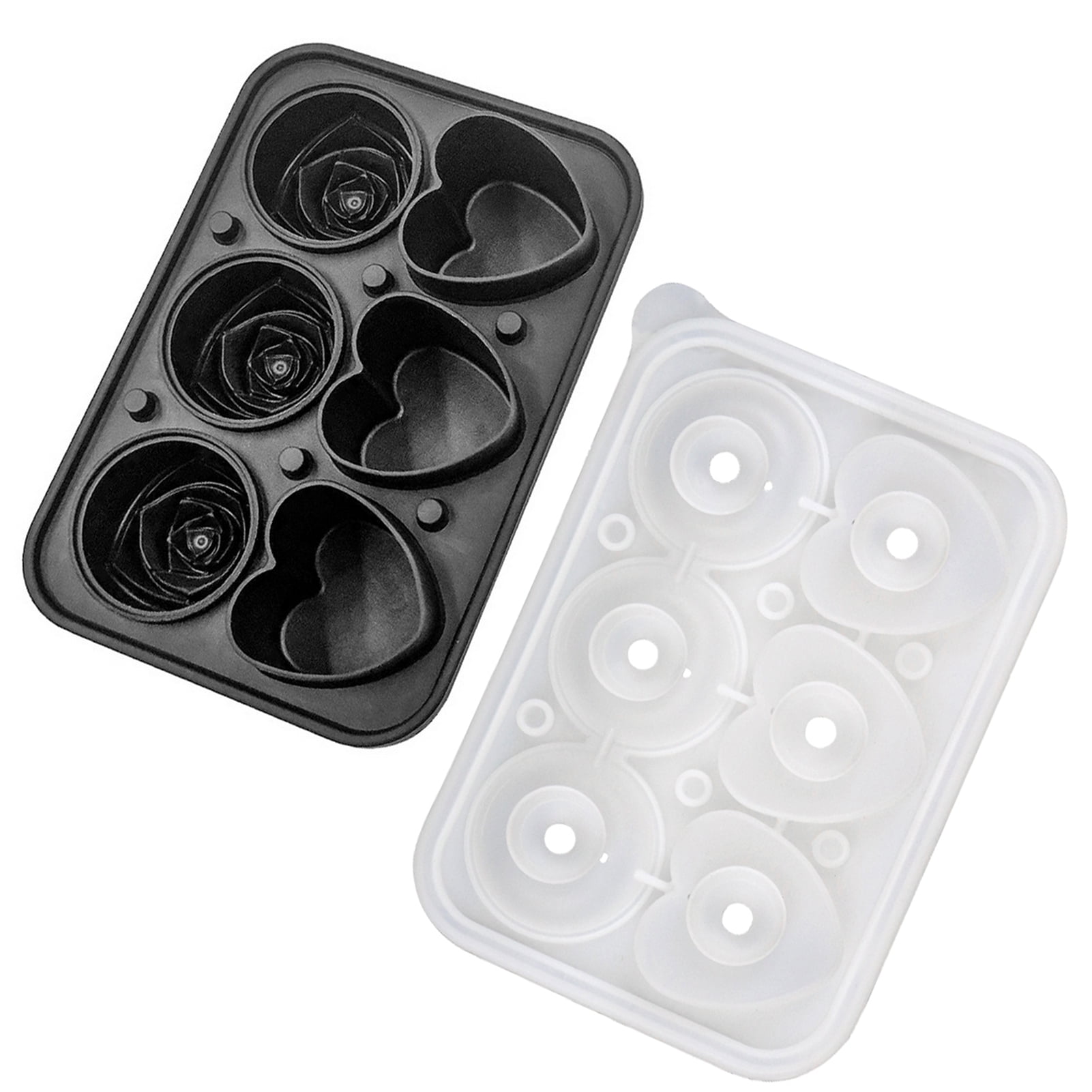 UDIYO Ice Cube Trays, Easy-Release Silicone Rose Flower Heart Shaped ...