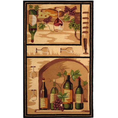 SAFAVIEH Chelsea Tuscany Wine Lovers Wool Area Rug, Gold/Multi, 2'9" x ...