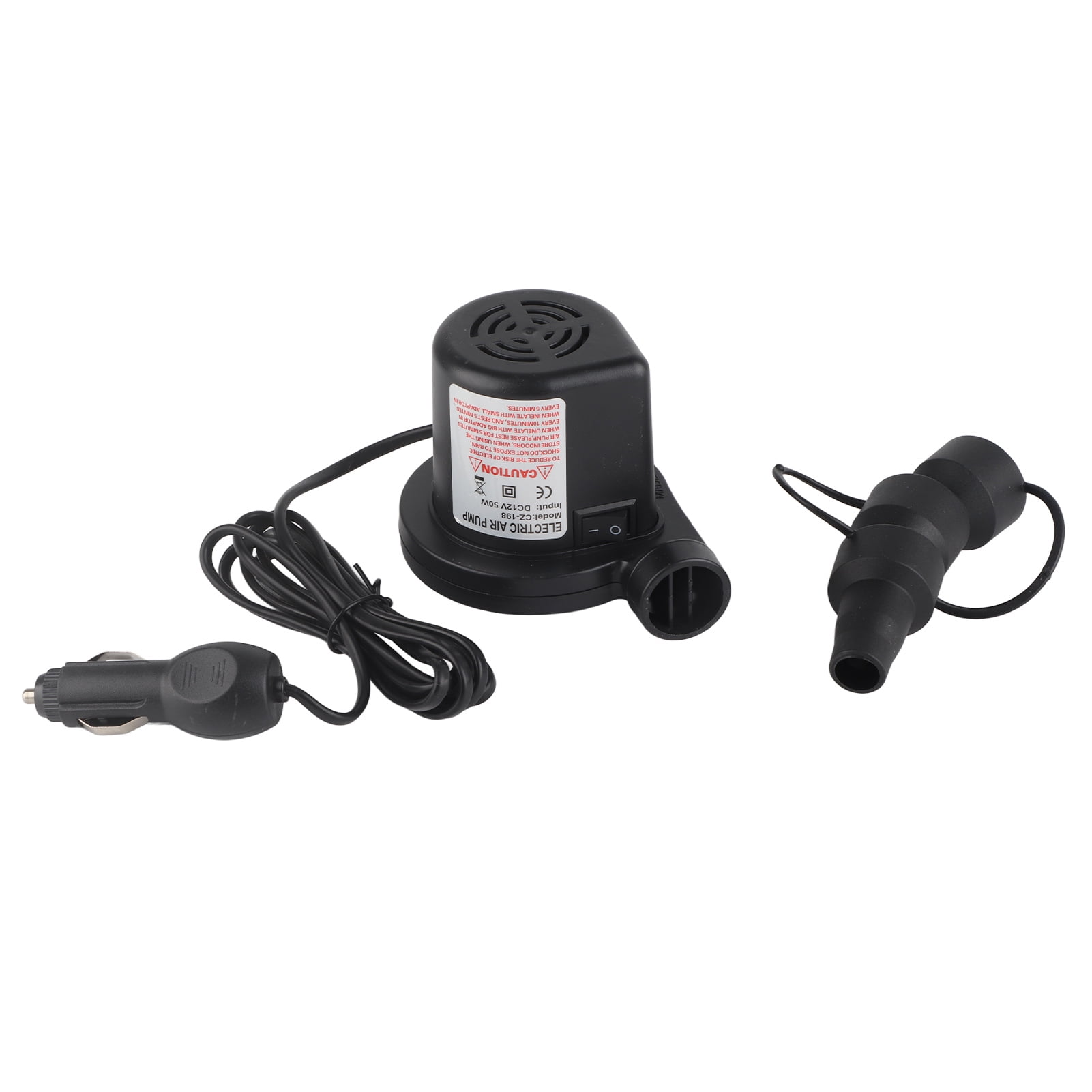 12V DC Electric Air Pump Inflator with 3 Nozzles for Inflatables ...