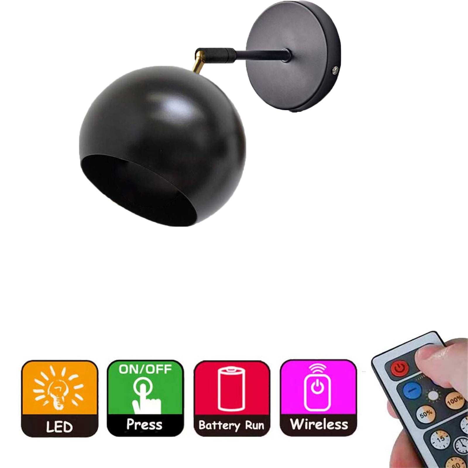 FSLiving Battery Operated wall Sconces 55 Lumens LED Remote Control ...