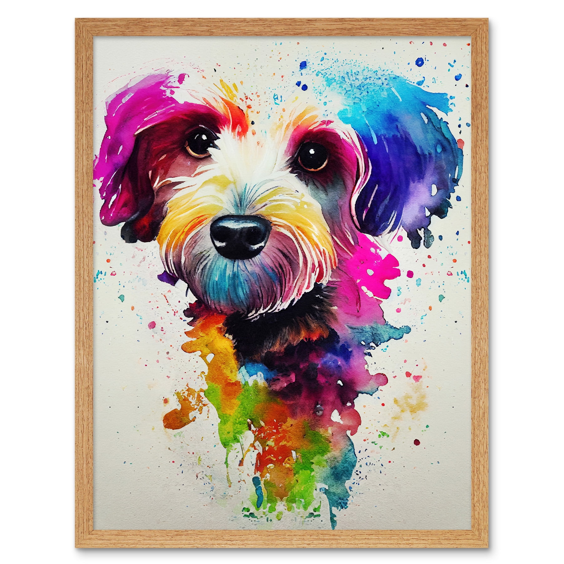 Ink Splatter Cockapoo Dog Watercolour Painting Art Print Framed Poster ...