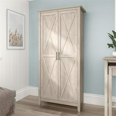Bowery Hill Tall Narrow Storage Cabinet with Door in White - Engineered ...