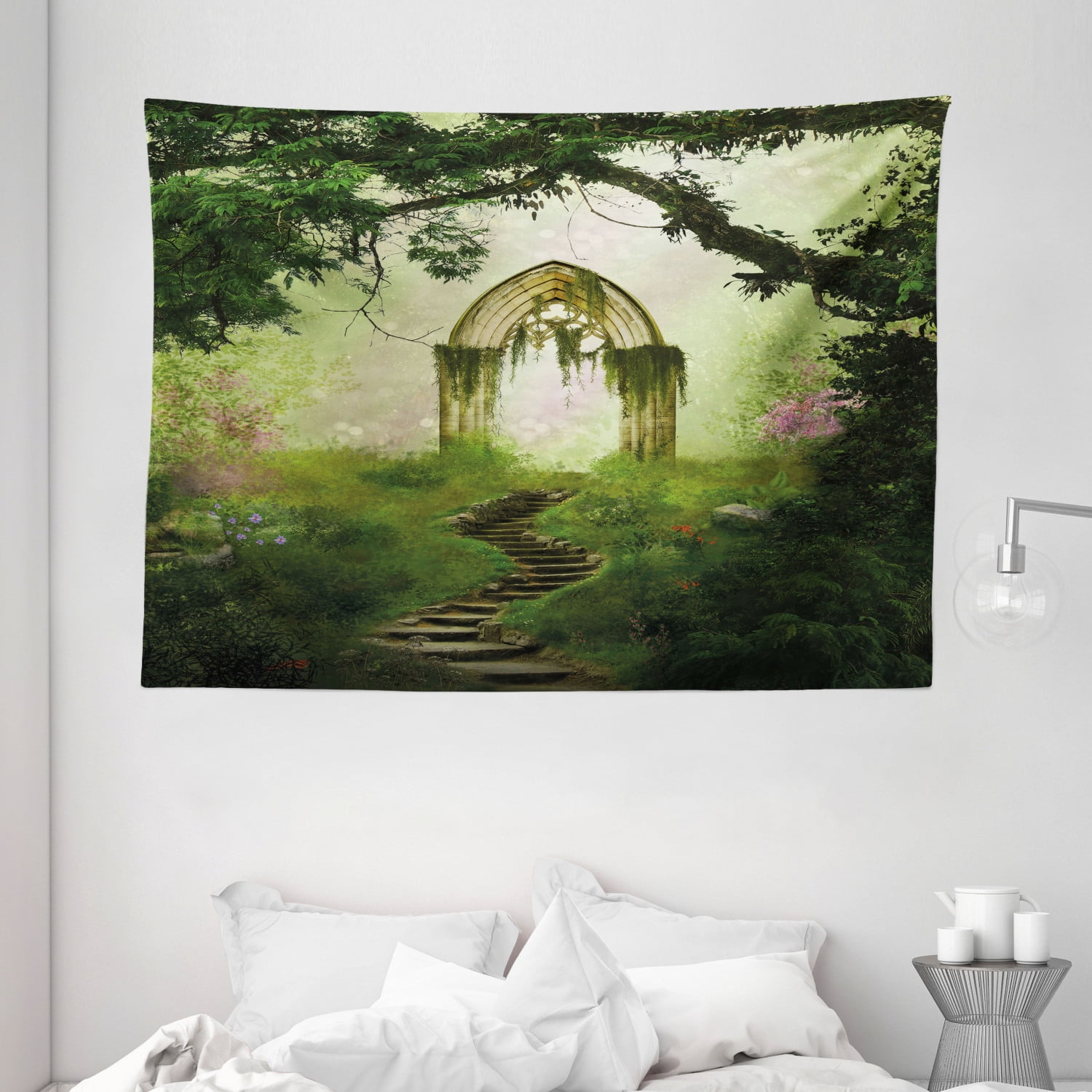 Antique Tapestry, Old Aged Fantasy Gate in Forest Ancient Medieval ...