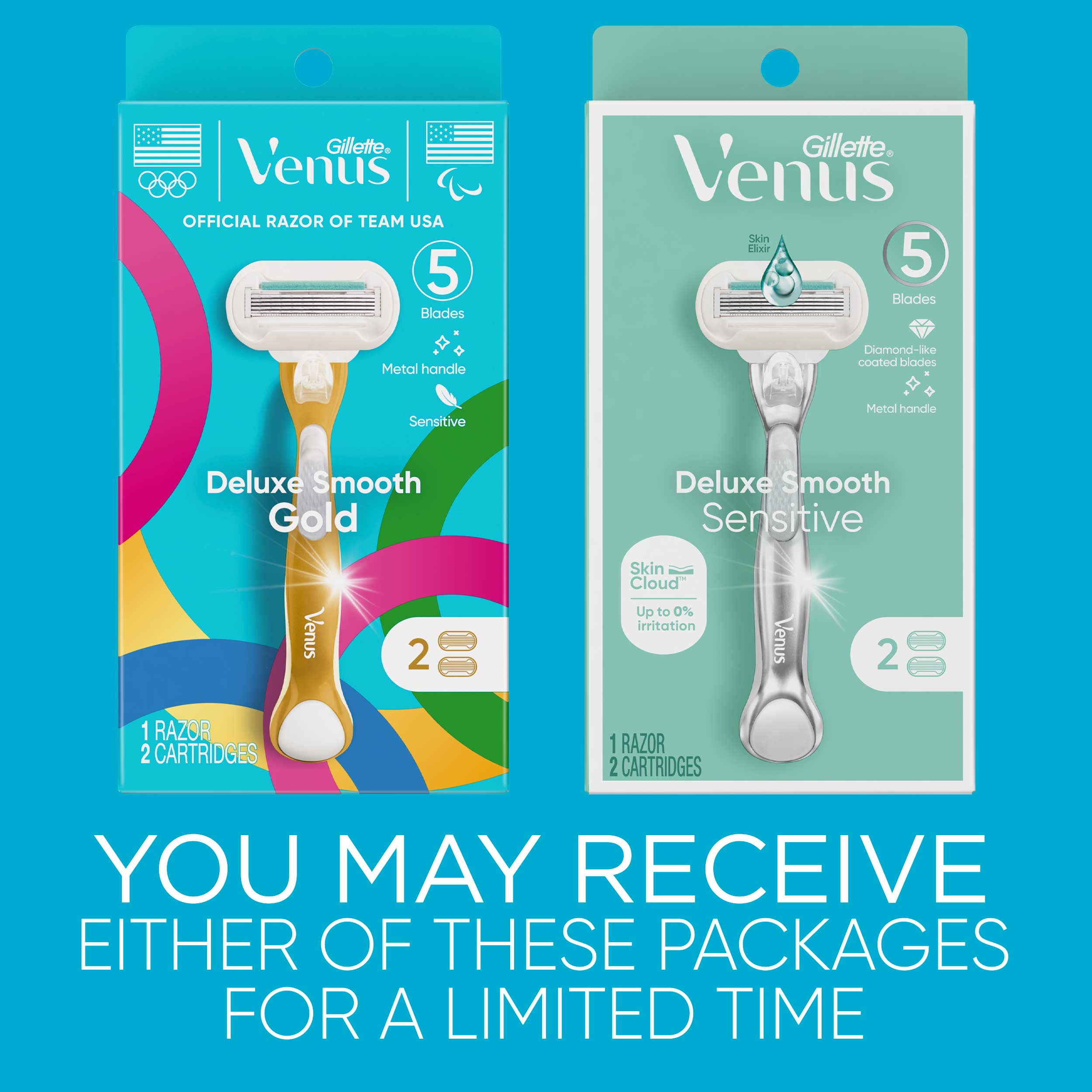 Venus Deluxe Smooth Sensitive Women's Razor Handle + 2 Blade Refills ...