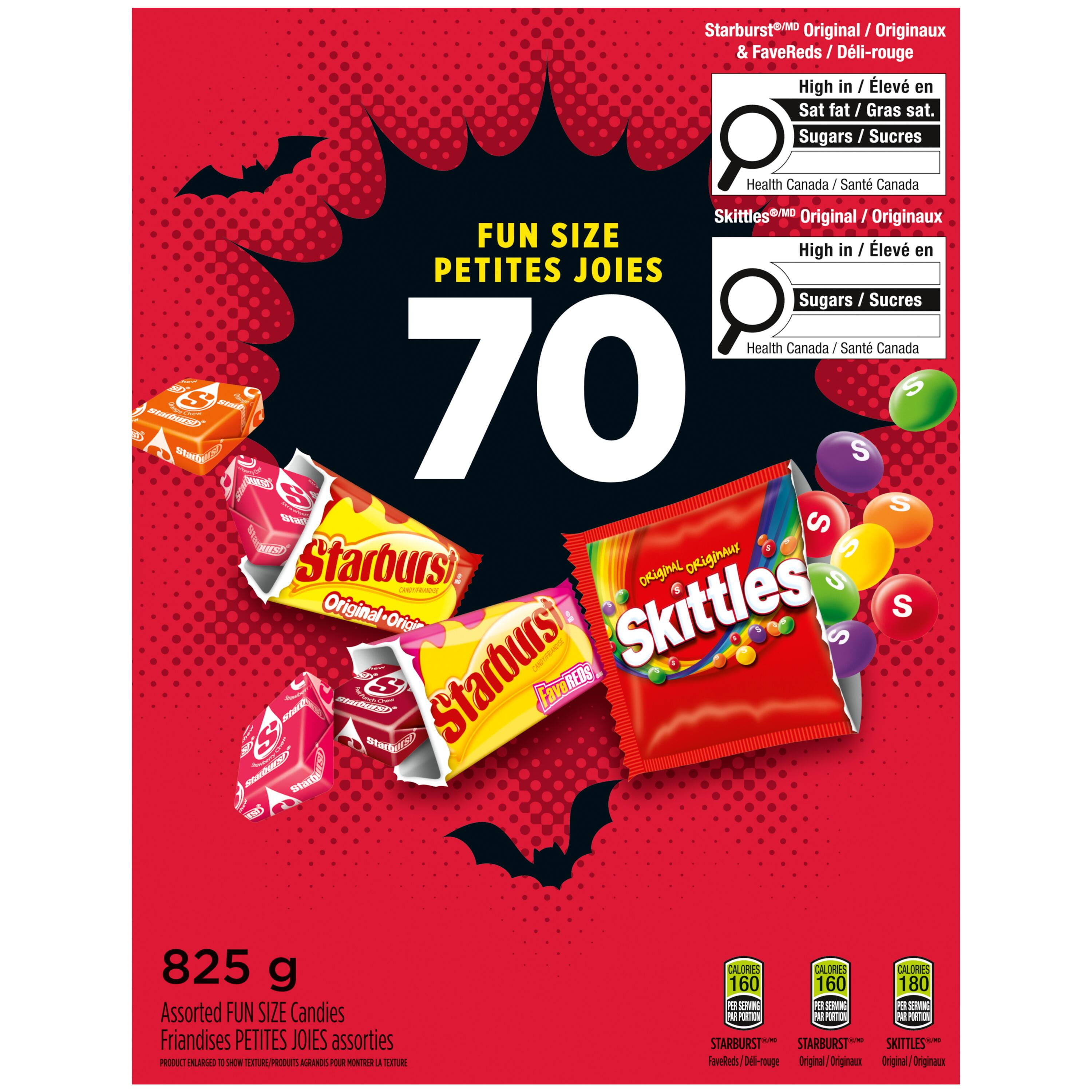 SKITTLES and STARBURST Fruity Halloween Fun Size Candies, 70 count ...