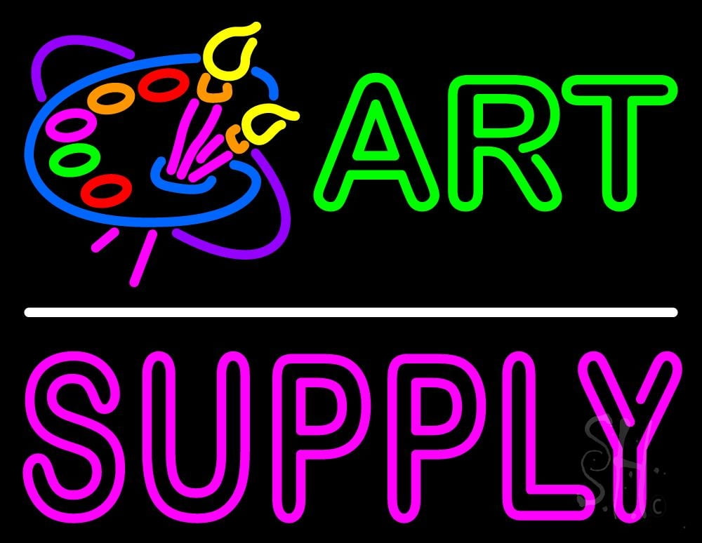 Art Supply With Logo 1 LED Neon Sign 24 x 31 - inches, Clear Edge Cut ...