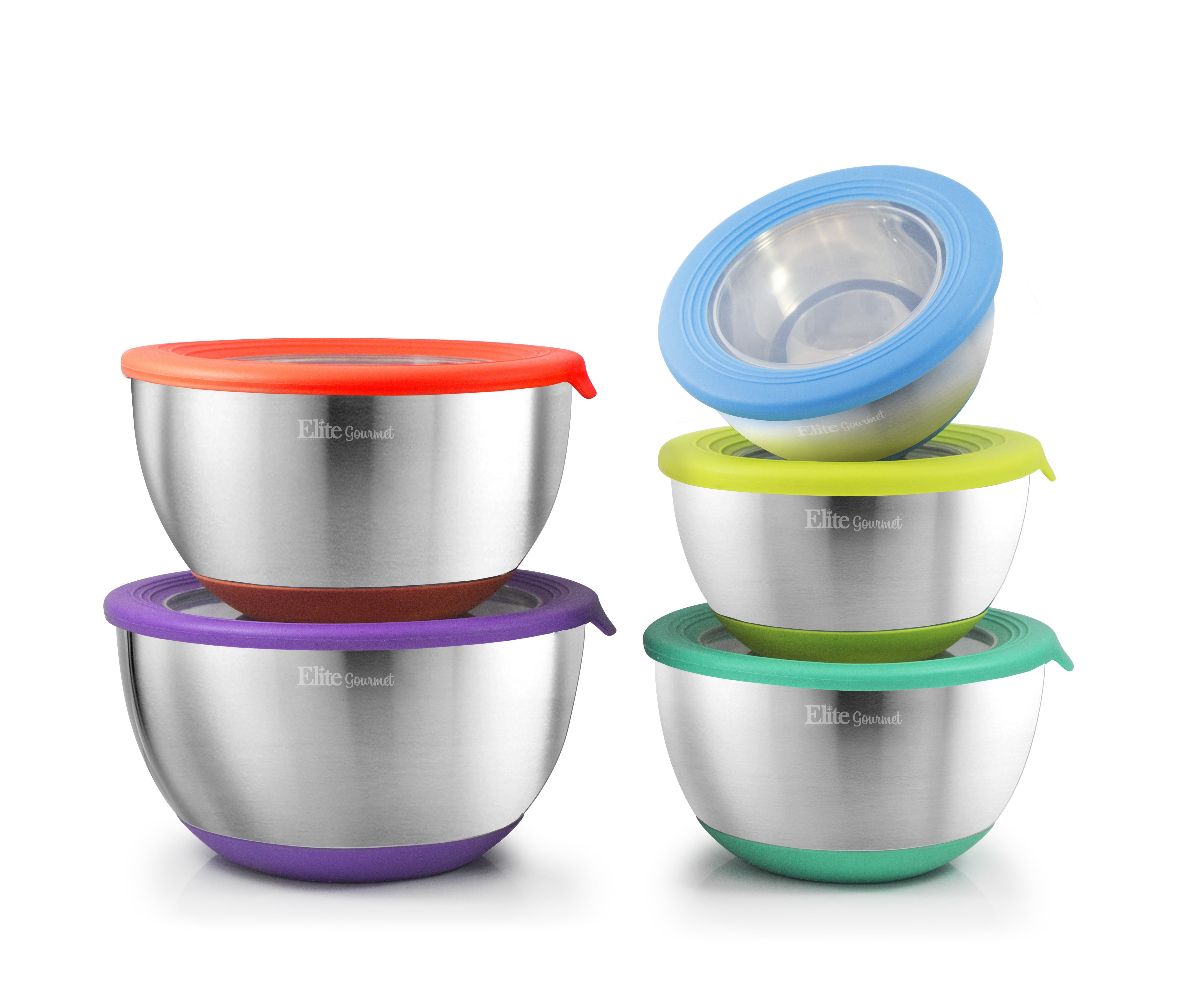 Elite Gourmet EBS-1810 10-Piece Colored Mixing Bowls - Walmart.com