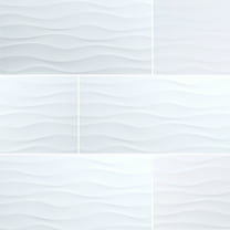 MSI Dymo Wavy White Glossy 12 in. x 24 in. Glazed Ceramic Wall Tile (16 ...
