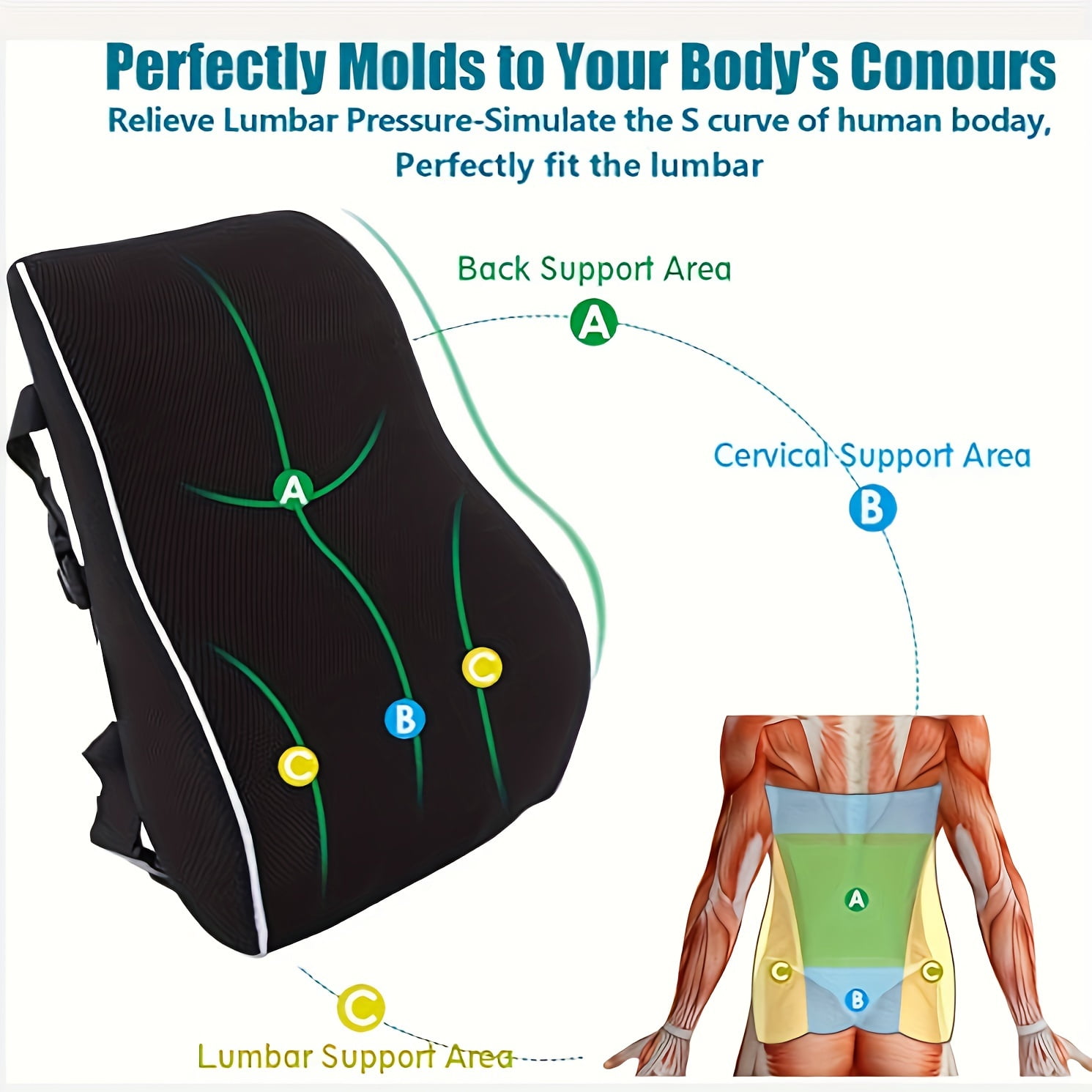 Click here for Grm Lumbar Support Pillow For Office Chair Back Su... prices