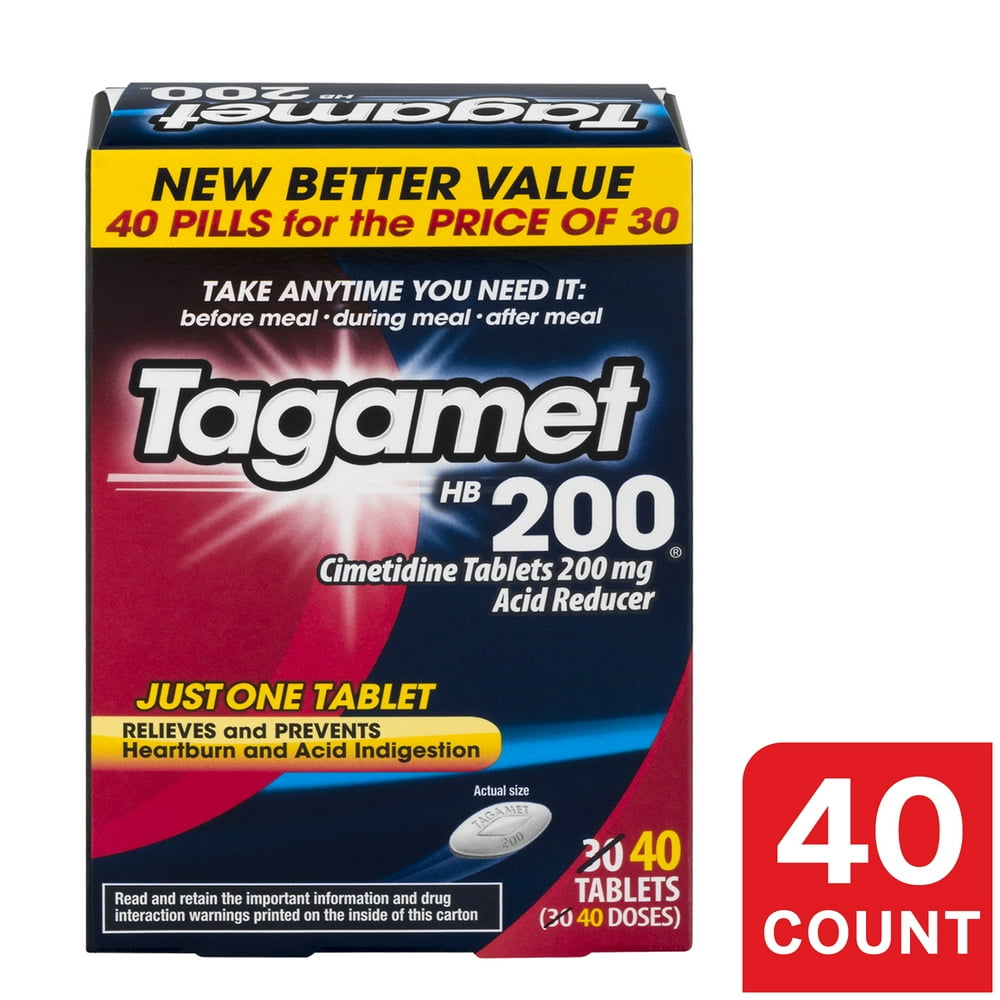 Tagamet HB 200 mg Cimetidine Acid Reducer and Heartburn Relief, 40 ...