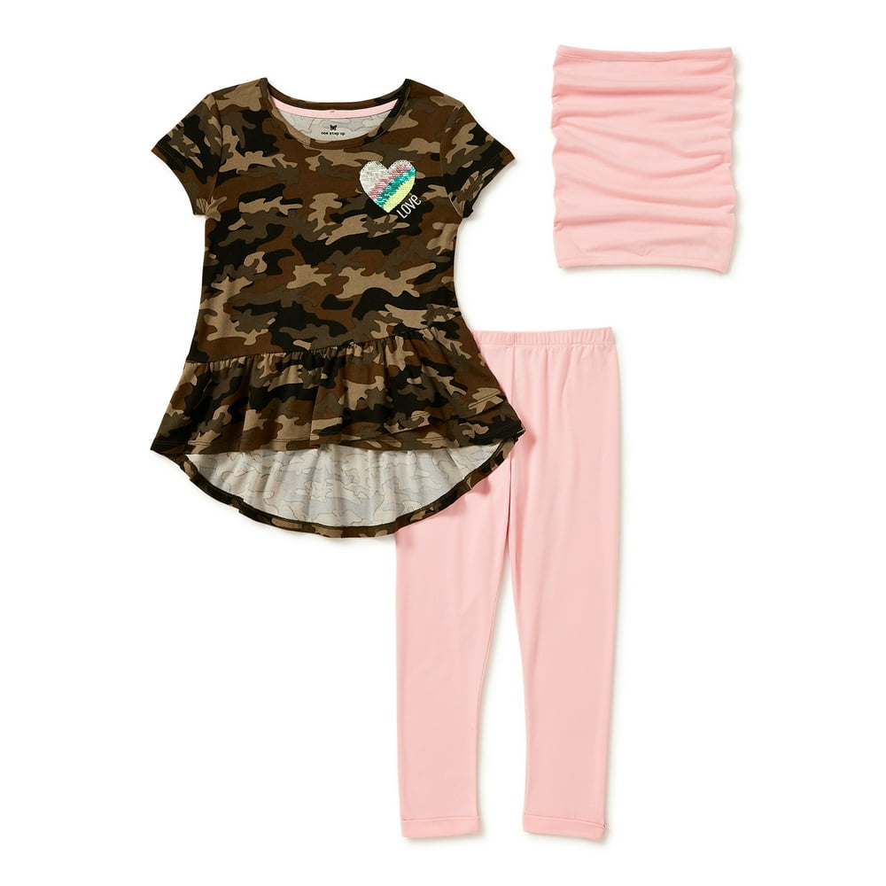 ONE STEP UP - One Step Up Girls' Flip Sequin Ruffle Tunic and Leggings ...