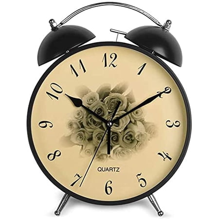 Alarm Clock Bells Analog Quartz Desk Clock Battery Operated Table ...