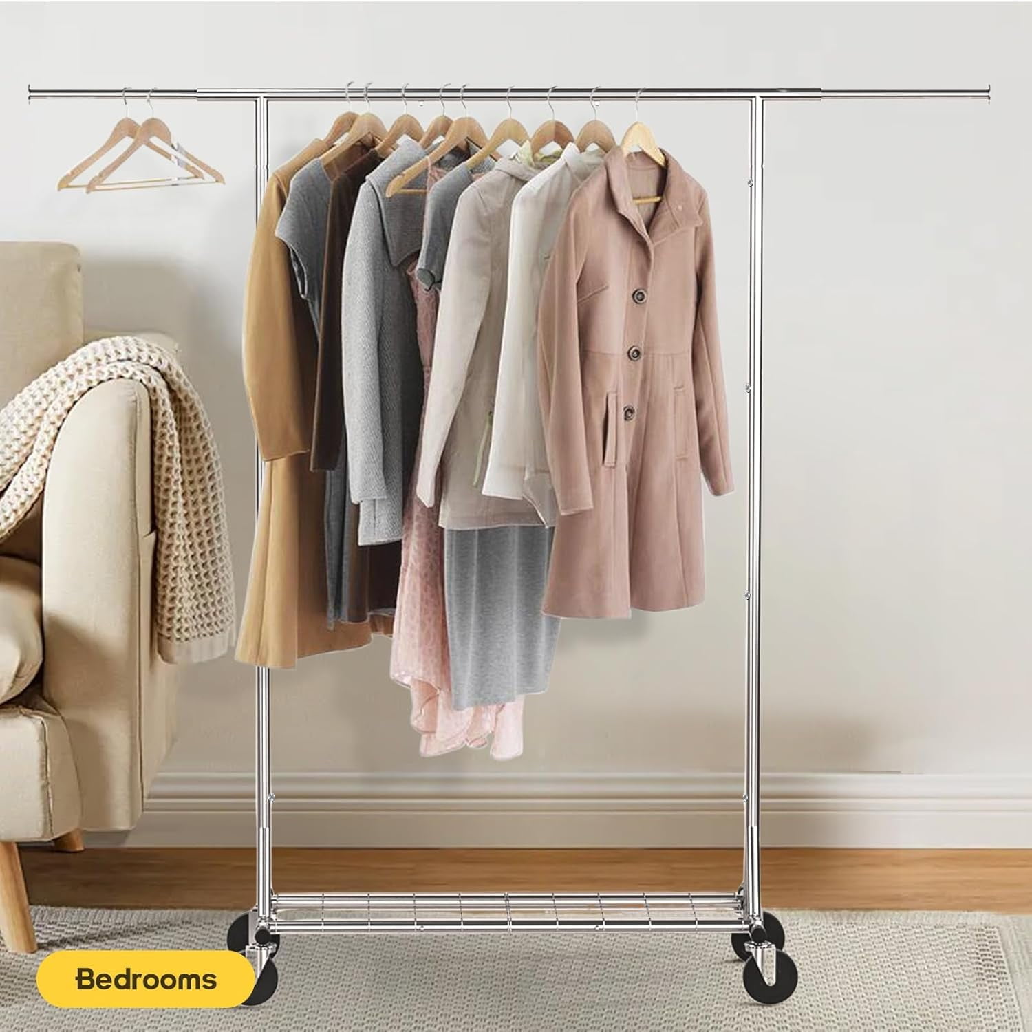 Click here for Iefioef Chrome Rolling Garment Rack  Heavy Duty Cl... prices