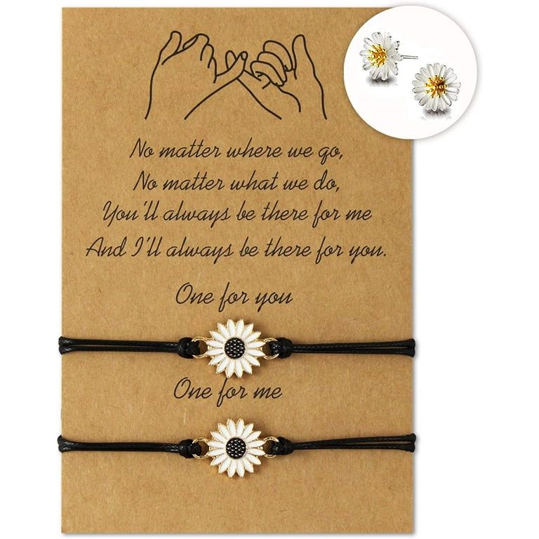 Pinky Promise Bracelet Sunflower Cross Heart Compass Matching Couple Friendship Bracelets Mother Daughter Best Friend Gift for Women Girls Walmart