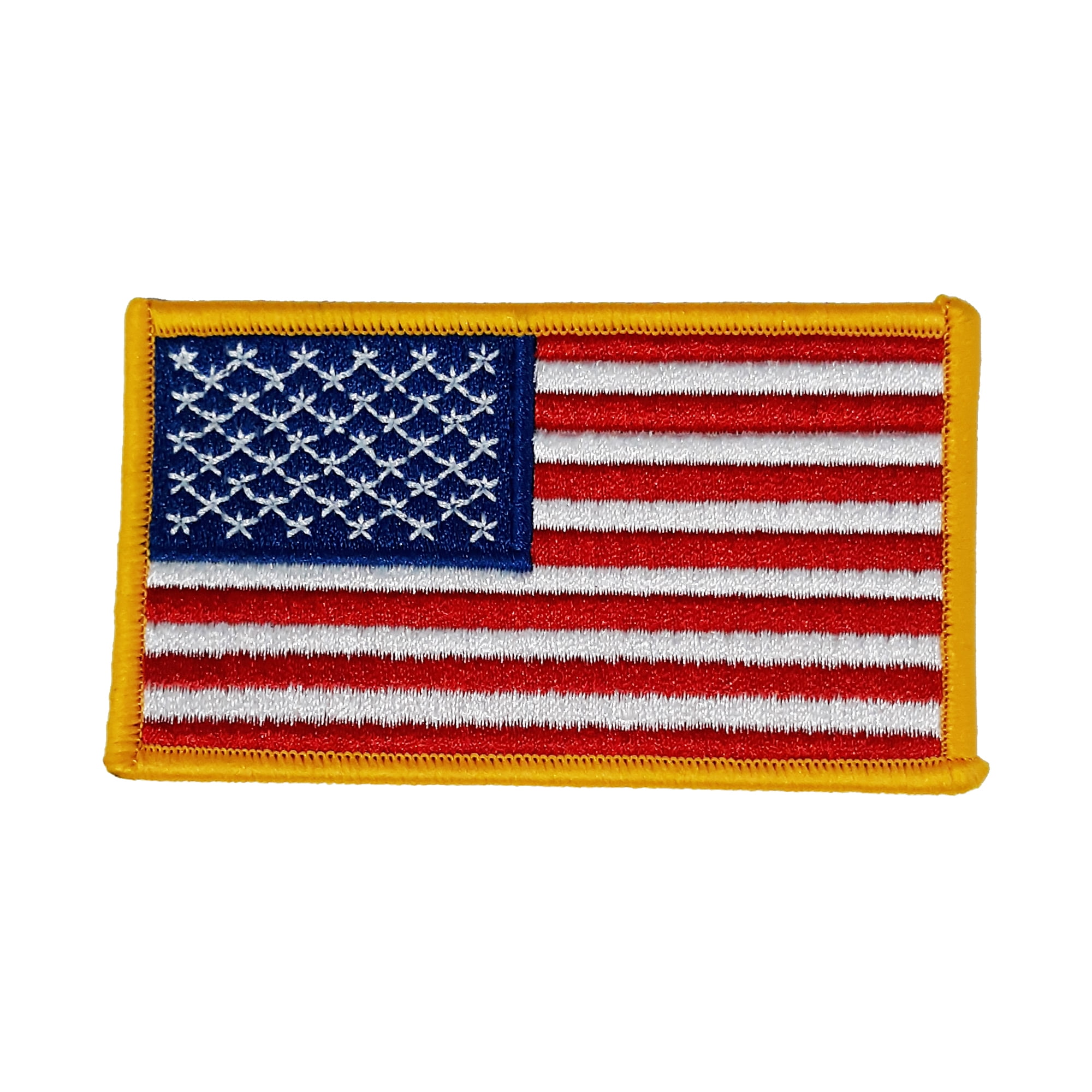 Us Flag Gold Border Embroidered Patch Iron Sew On Applique Biker Emblem