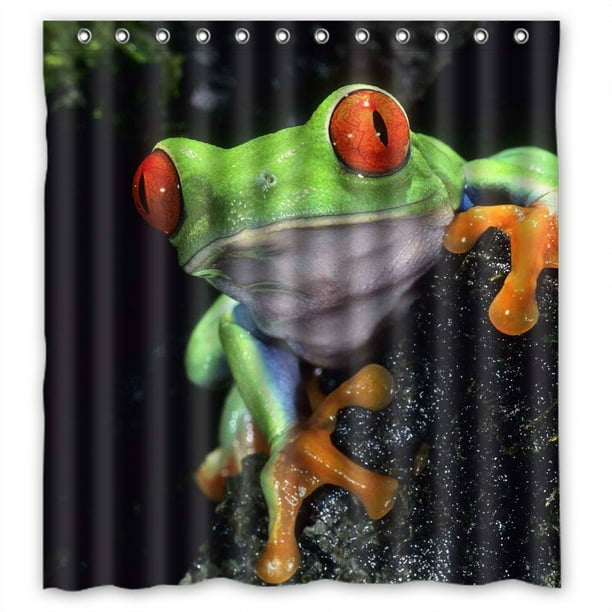 Greendecor Cute Frog Waterproof Shower Curtain Set With Hooks Bathroom