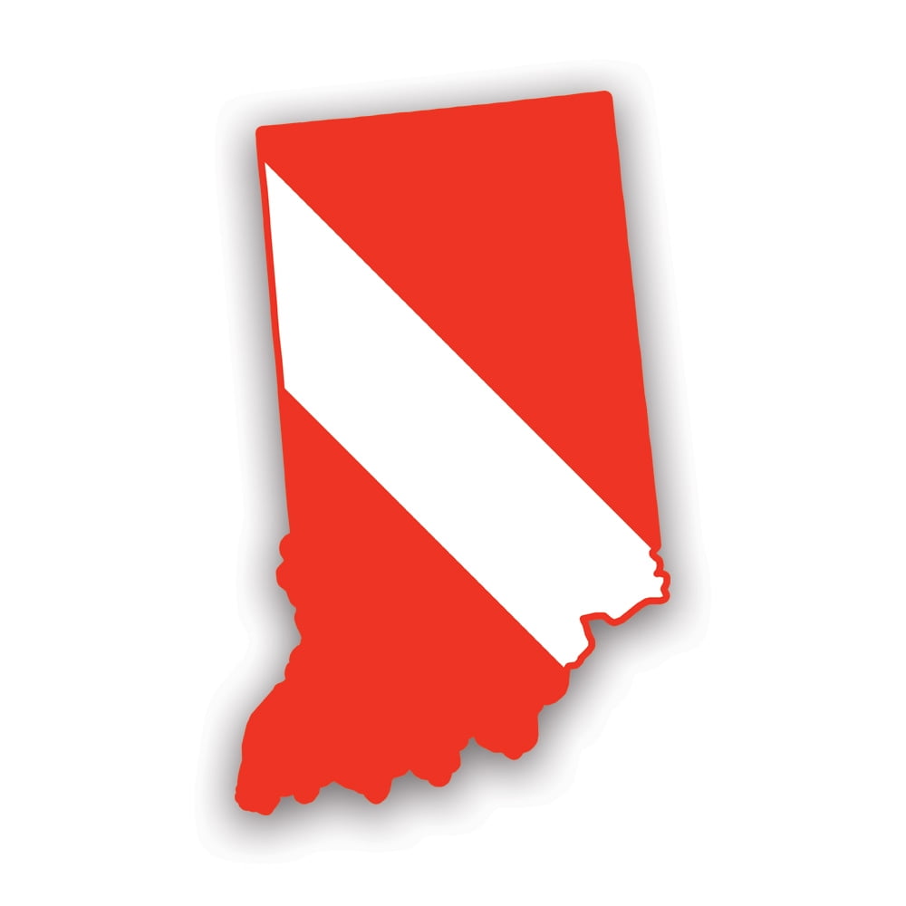 Indiana State Shaped Diver Down Flag Sticker Decal - Self Adhesive Vinyl - Weatherproof - Made ...