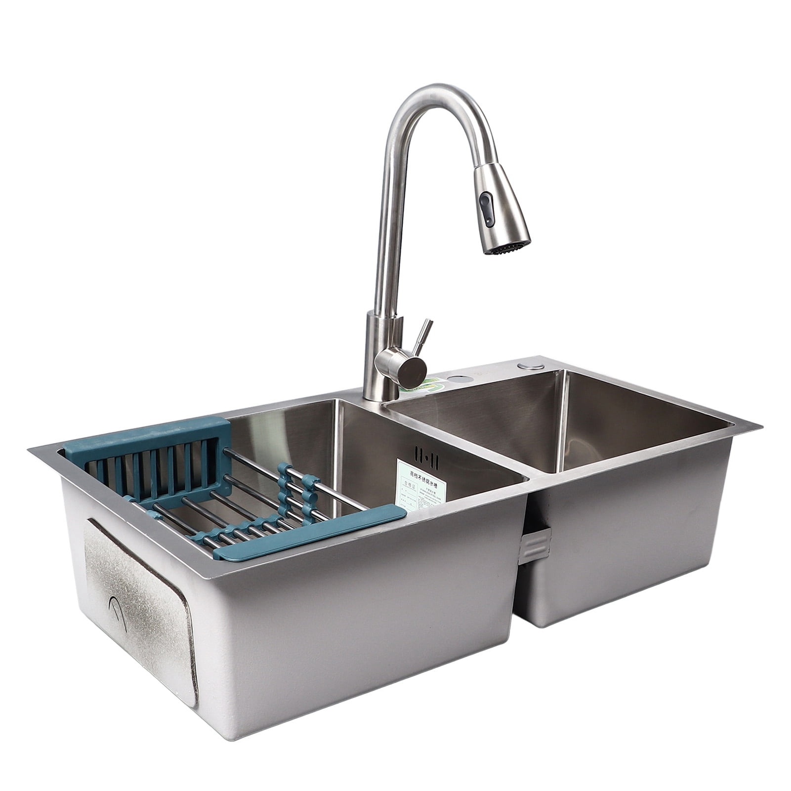 Kitchen Sink Kit, Drop in Kitchen Sink Kit Double Bowl Pull Out Faucet ...